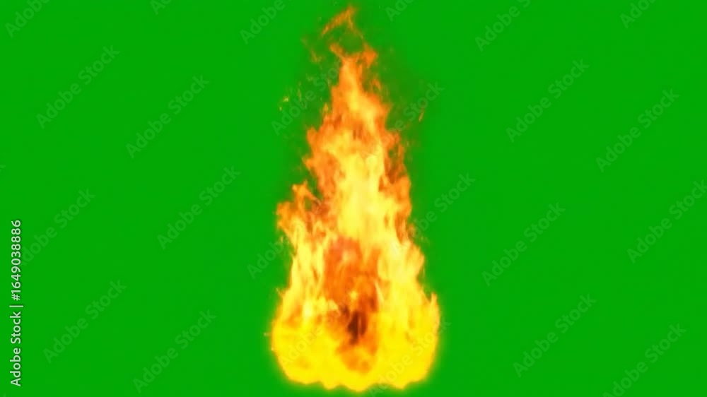Realistic Fire Flame Isolated on a Green Screen Background for Visual ...