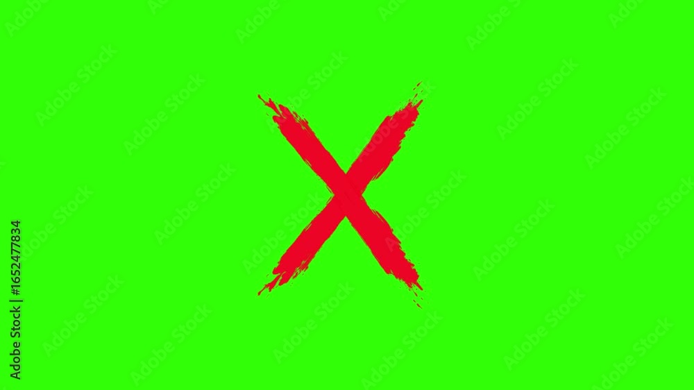Cross Sign on a Green Screen. 4k cross mark animation, Wrong Symbol in ...