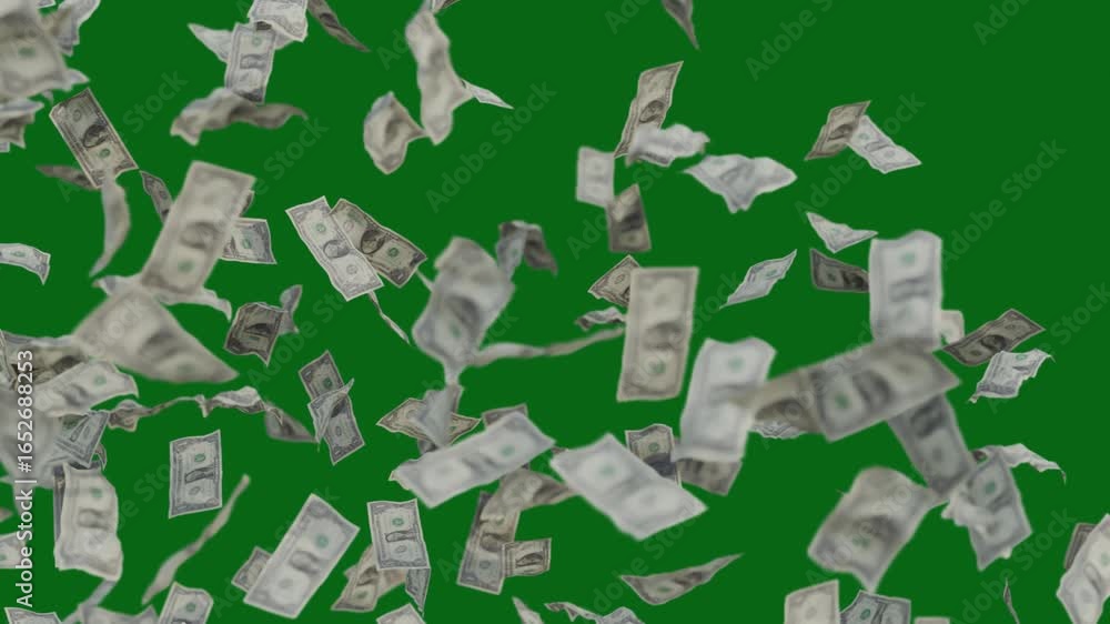 Money flying green screen, dollar money with green screen chroma key ...