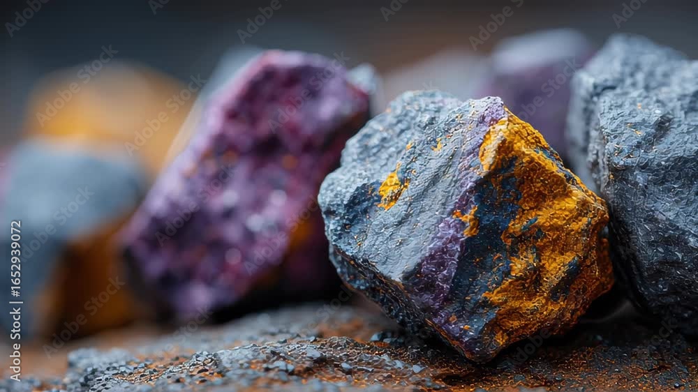 Rare Raw Earth Minerals Displayed in Detail with Unique Colors and ...