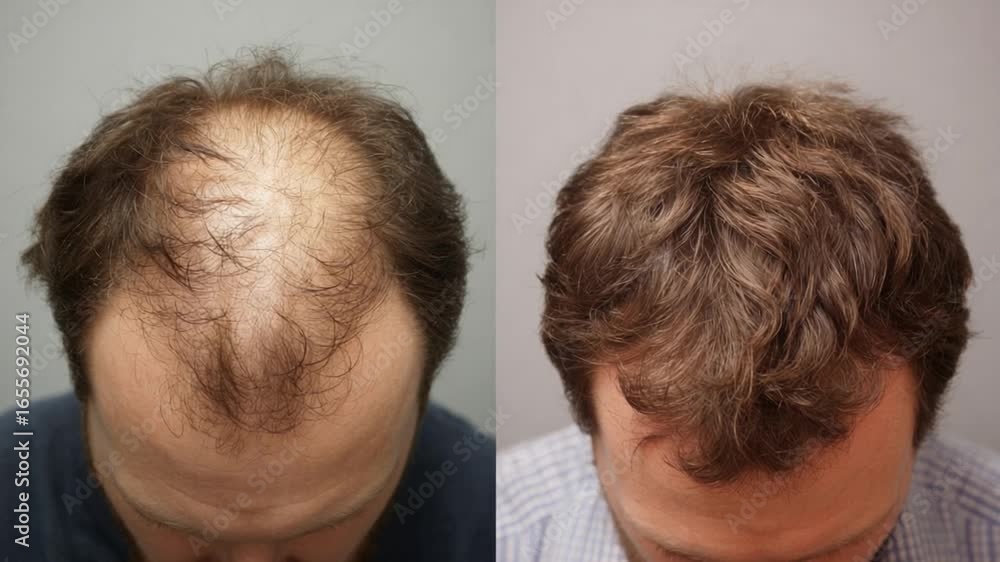 Hair Transformation: A detailed side-by-side comparison showcasing the ...