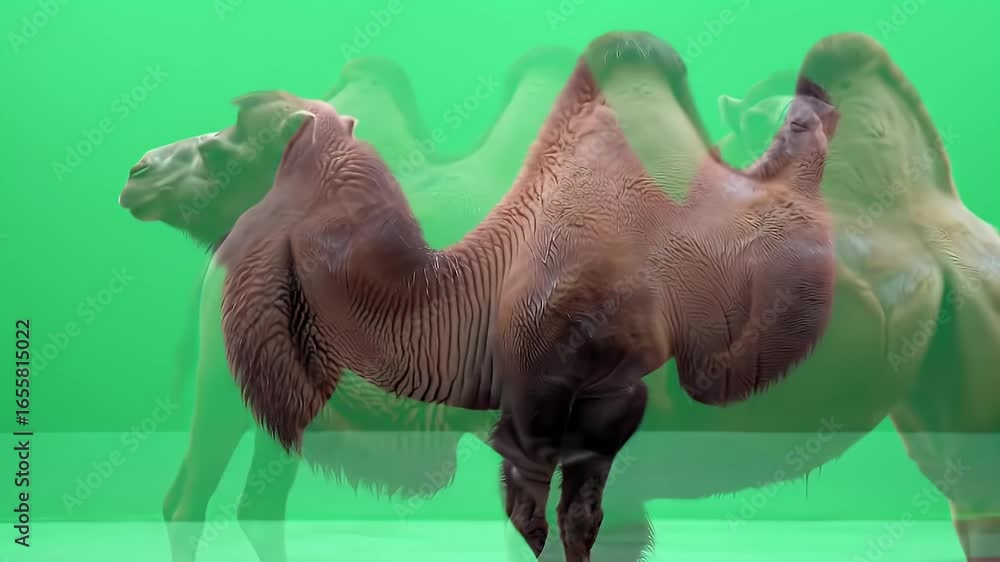 Bactrian Camel Walking Sequence on Green Screen. Motion Study for ...