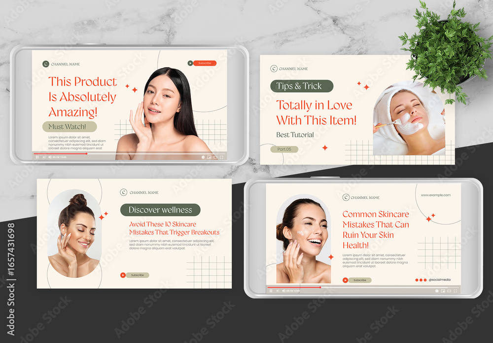 Cream And Orange YouTube Thumbnail Stock Template | Adobe Stock