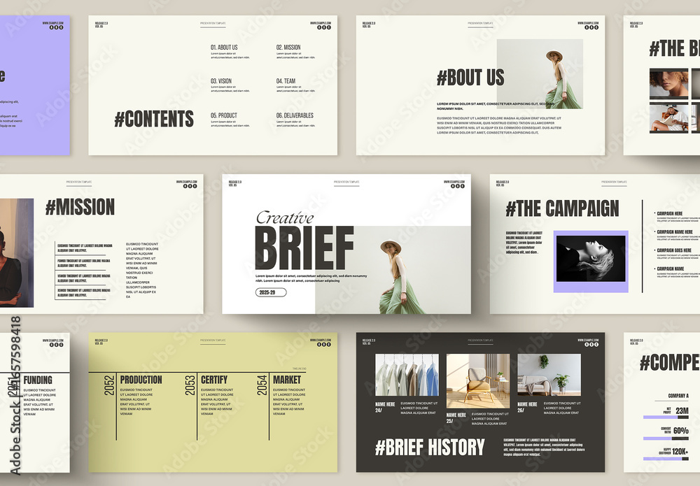 Modern Business Pitch Deck Creative Brief Presentation Template Stock ...