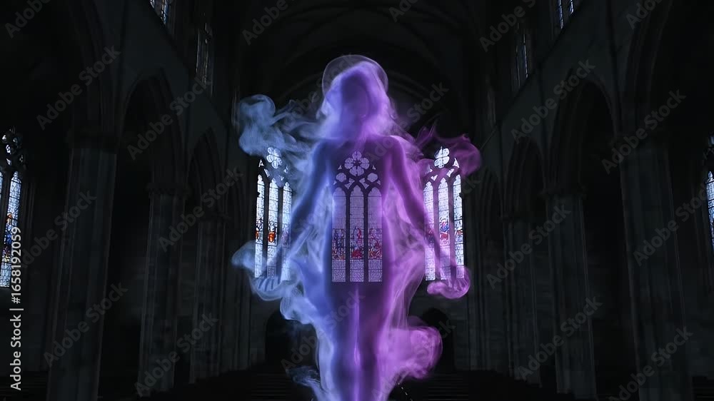 Haunting Ethereal Ghost Apparition in Dark Gothic Cathedral with ...
