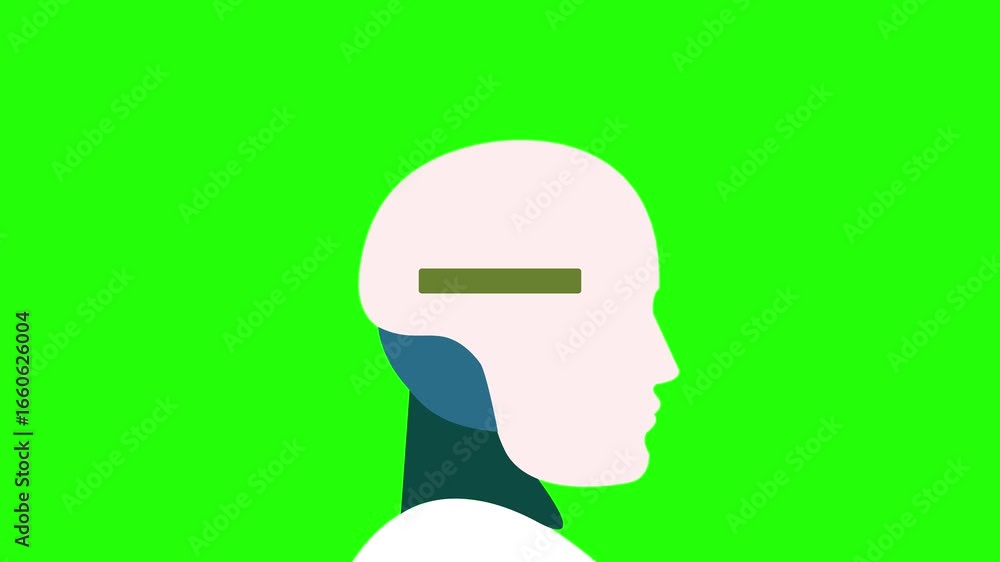 Medical patch is stuck on robot's head. Sad broken robot with warning ...