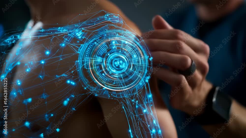 Advanced Medical Scan of Human Shoulder Joint with Futuristic Augmented ...