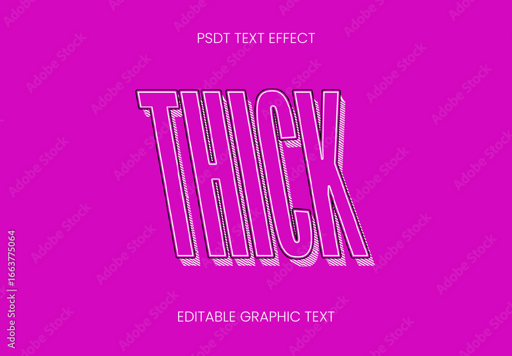 Pink And White Condensed Font Retro Outline Thick Text Effect Stock ...