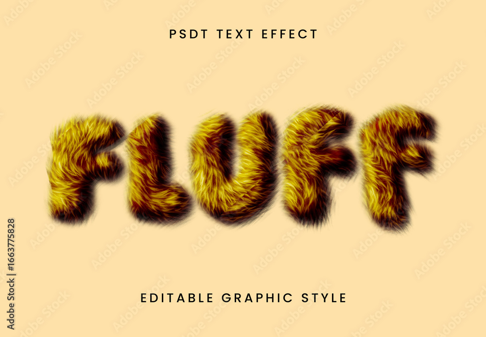 Yellow Fluffy Furry Font Soft Hairy Text Effect Stock Template | Adobe ...