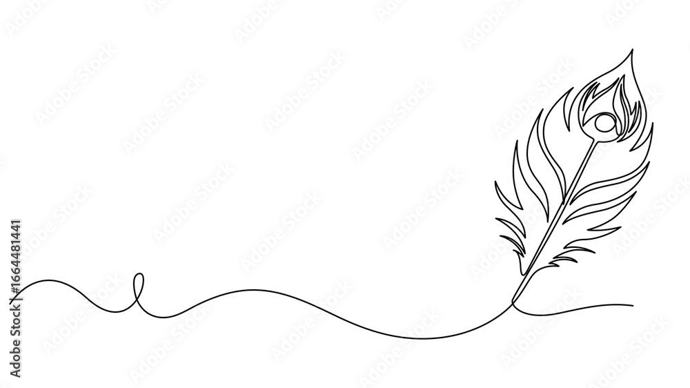Peacock Feather continuous one line drawing animation, Abstract peacock ...