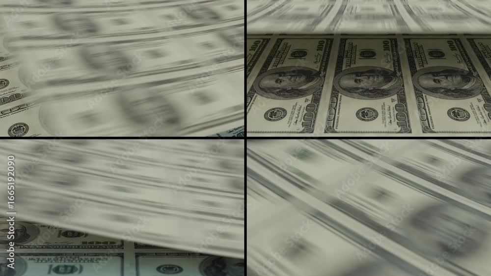 Seamless loop animation of 100 dollar bills printing. Perfect for ...
