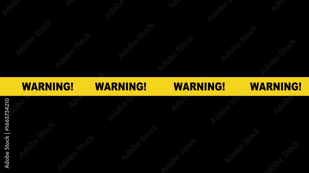 Warning yellow tape animation. Seamless stripes security ribbons set ...