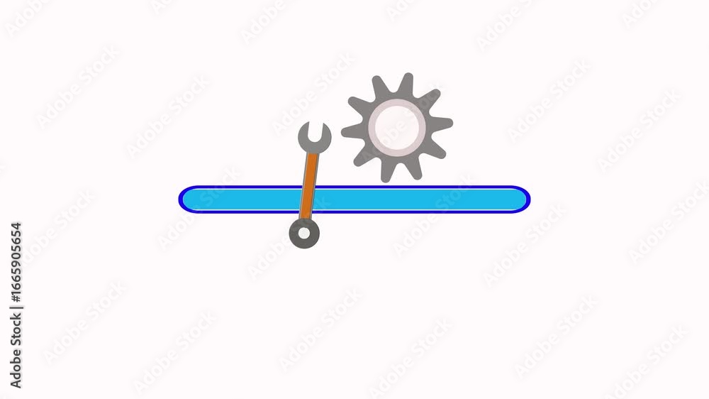 Animated progress bar gear wrench interface technology maintenance ...