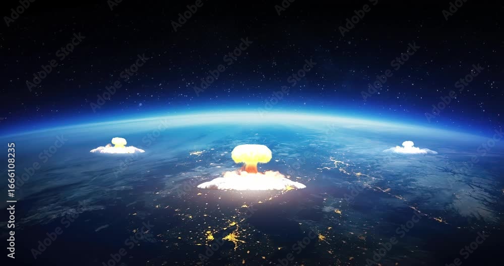 End of the World Nuclear War Animation Visible From Space. Nuclear War ...