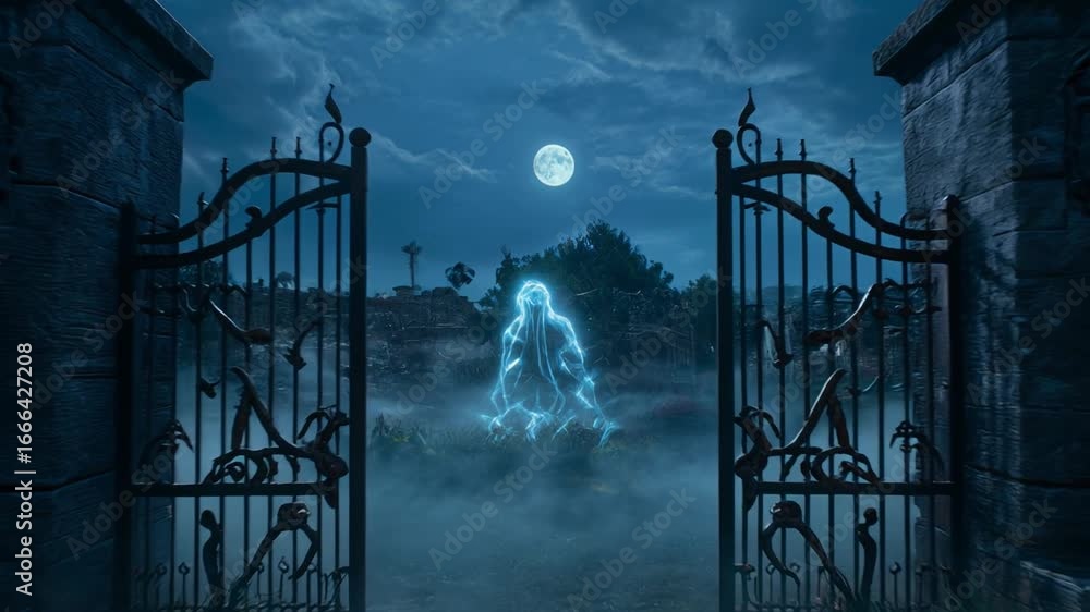 Video „ Cinematic Halloween Haunted House Animation with Full Moon ...