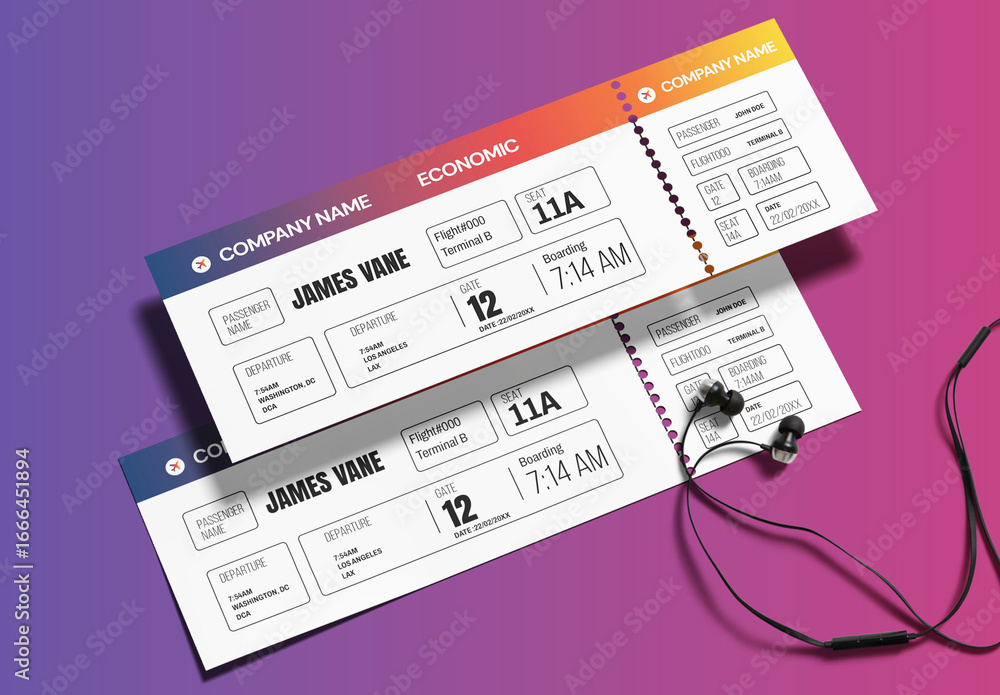 Modern Boarding Pass Template Design plantilla de Stock | Adobe Stock