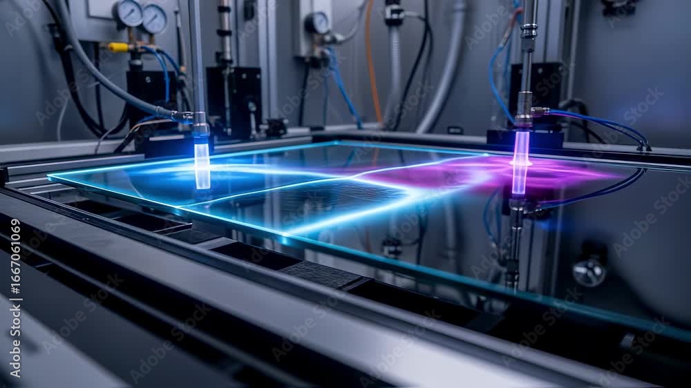 Smartglass electrochromic coating chamber with visible gas plasma ...