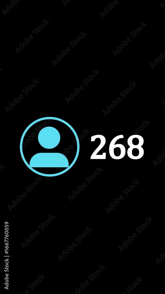 Vertical video of animated social media user count increasing. Animated ...