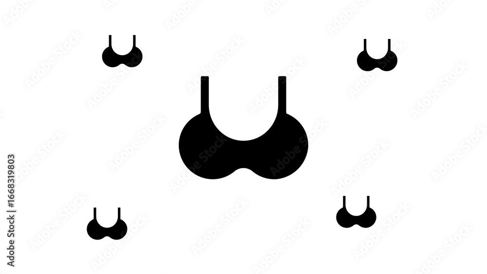 Zoom in and out animation the bra symbol. Large black symbol in the ...