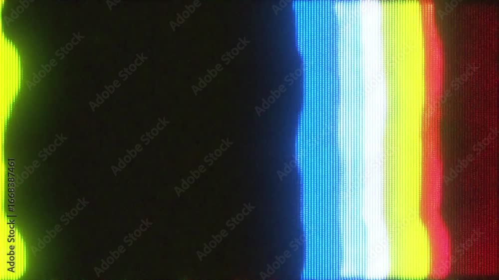 4K CRT glitch transition with vertical RGB color bars, analog ...