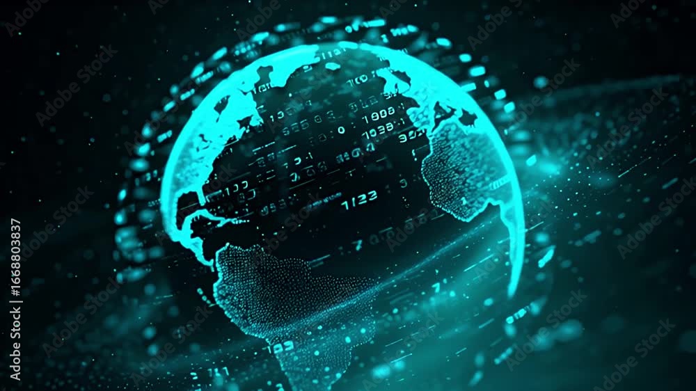Futuristic globe animation seamless data network AI generated video ...
