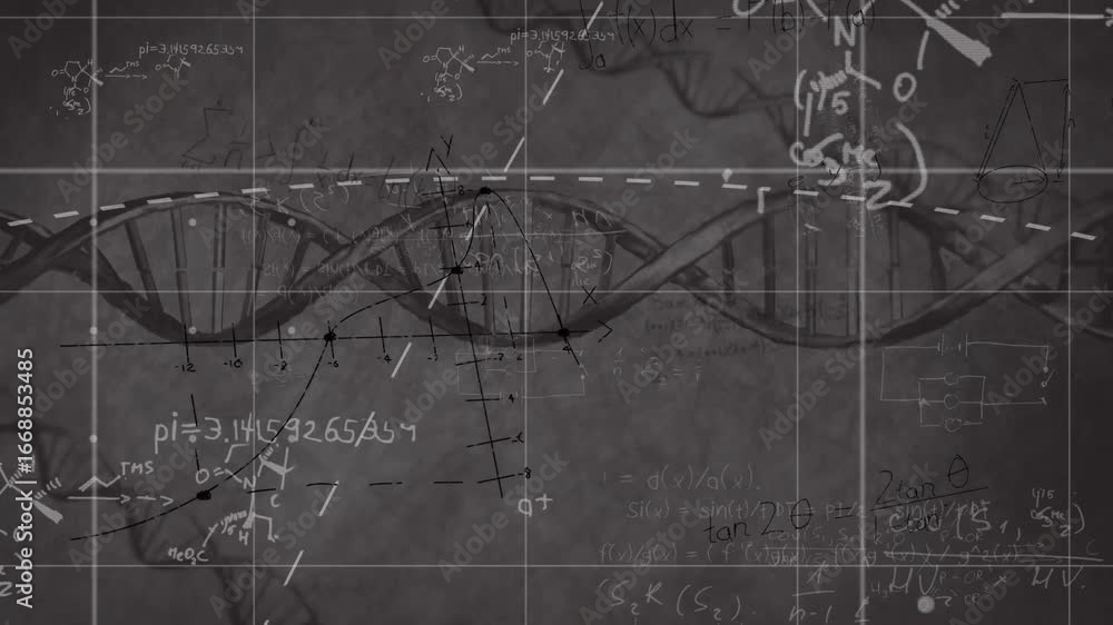 Grid opening DNA helix forming drawing sine curve inscribing pi ...
