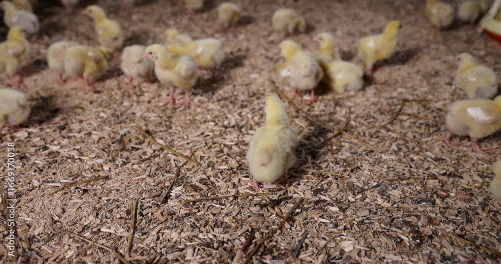 chickens in a poultry farm , chicken chicks about three days old in ...