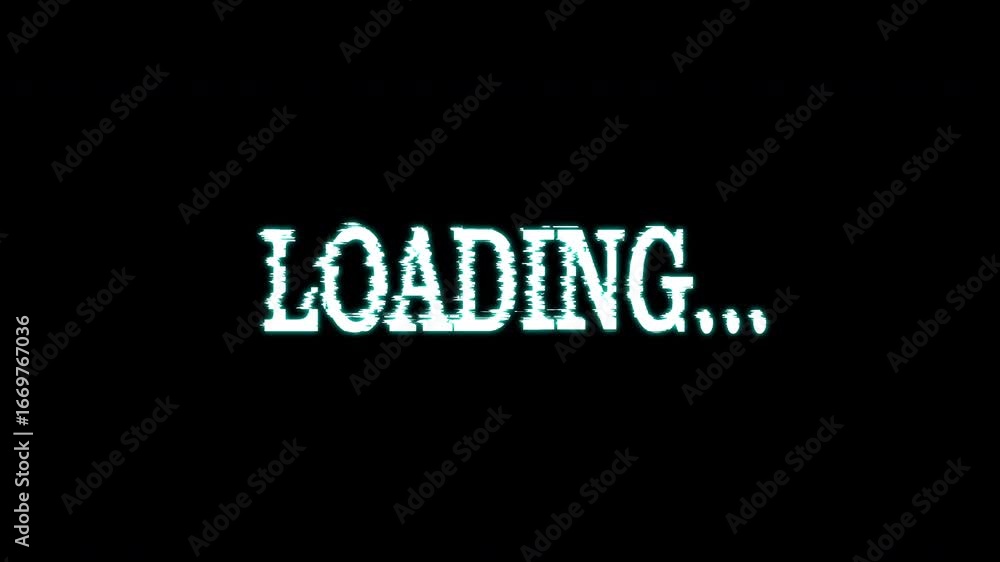 LOADING WHITE TEXT motion text animation with glitch pixel effect and ...