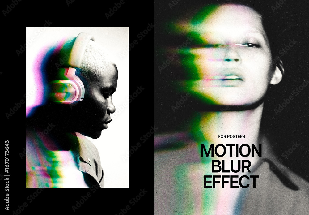 Anaglyph Blur Poster Photo Effect Mockup Stock Template | Adobe Stock