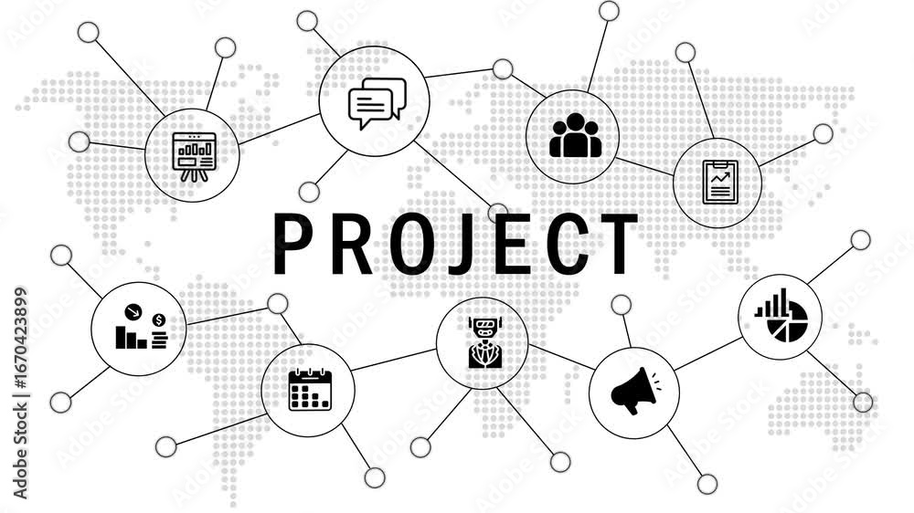 animated network of corporate project management concepts. corporate ...