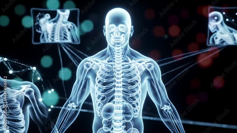 Human Body Anatomy 3D Model with Network Connections Stock Video ...