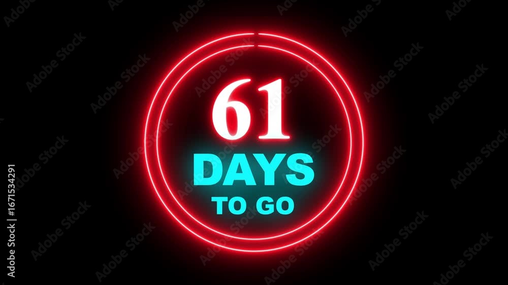 Neon line 61 days to go, 61 days count animation, motion graphics ...