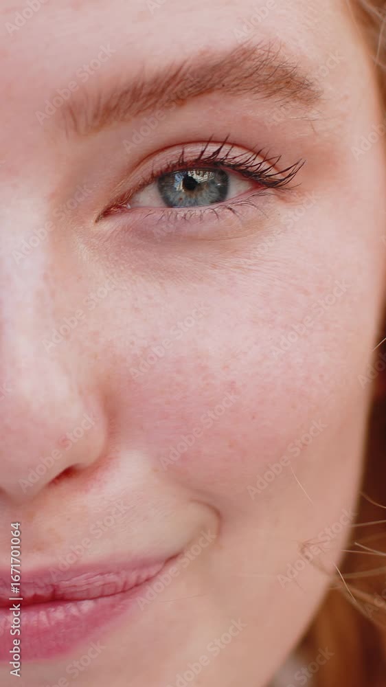 Close-up portrait of natural beauty young beautiful woman smiling ...