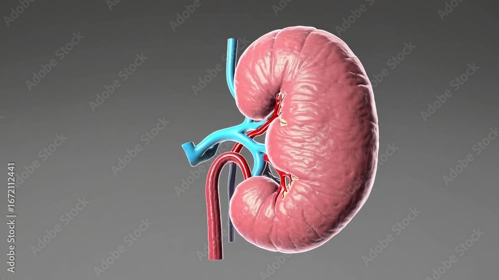 Detailed Anatomical Diagram of Human Kidney Showing the Renal Cortex ...