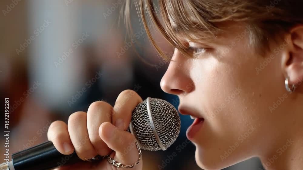 Vocal Performance Close-Up: Capturing the intimate moment of a vocalist ...