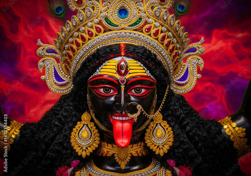 Goddess maa Kali face, Hindu festival Kali puja is a famous religious ...
