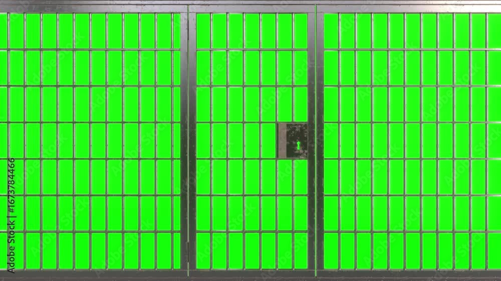 jail cell door 3d on green screen background Stock Video | Adobe Stock
