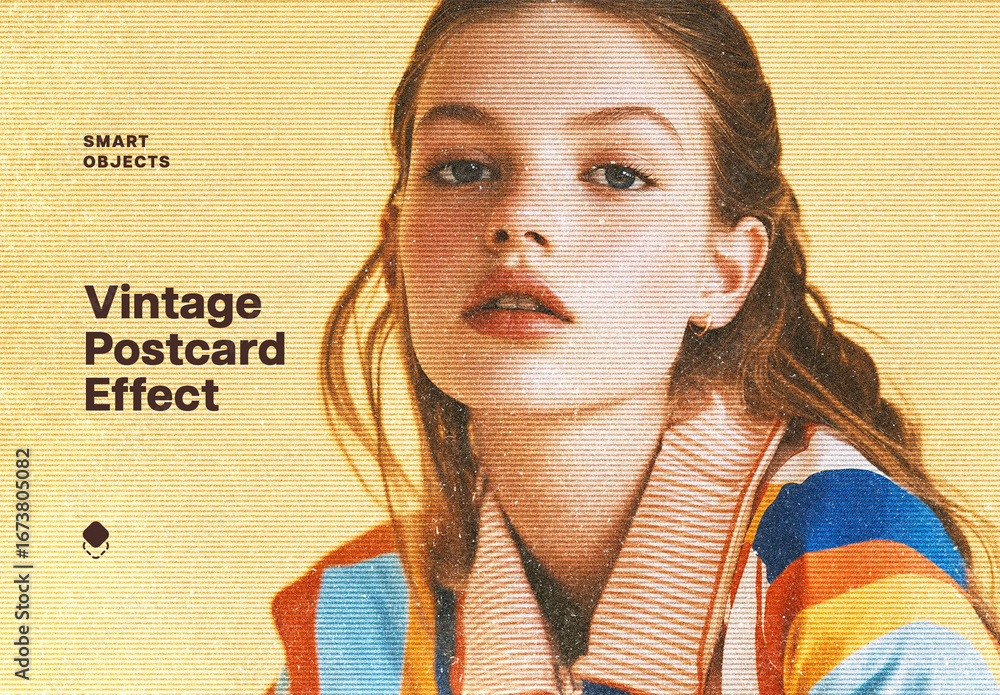 Vintage Postcard Halftone Effect Mockup Stock Template | Adobe Stock