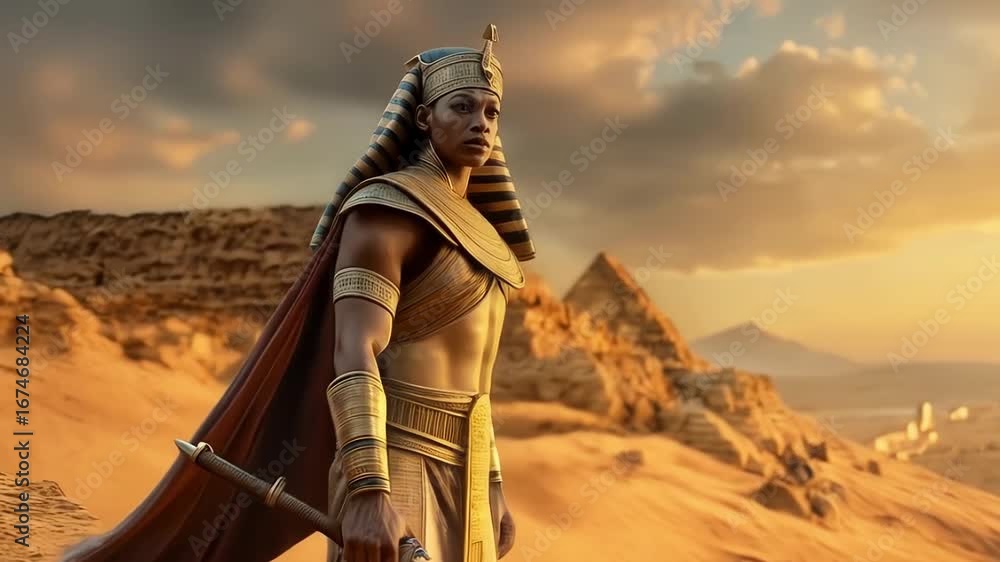 Egyptian warrior guarding the Great Pyramids, great commander on the ...