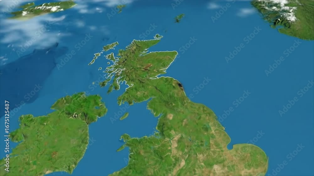 Detailed map of british isles Stock Video | Adobe Stock