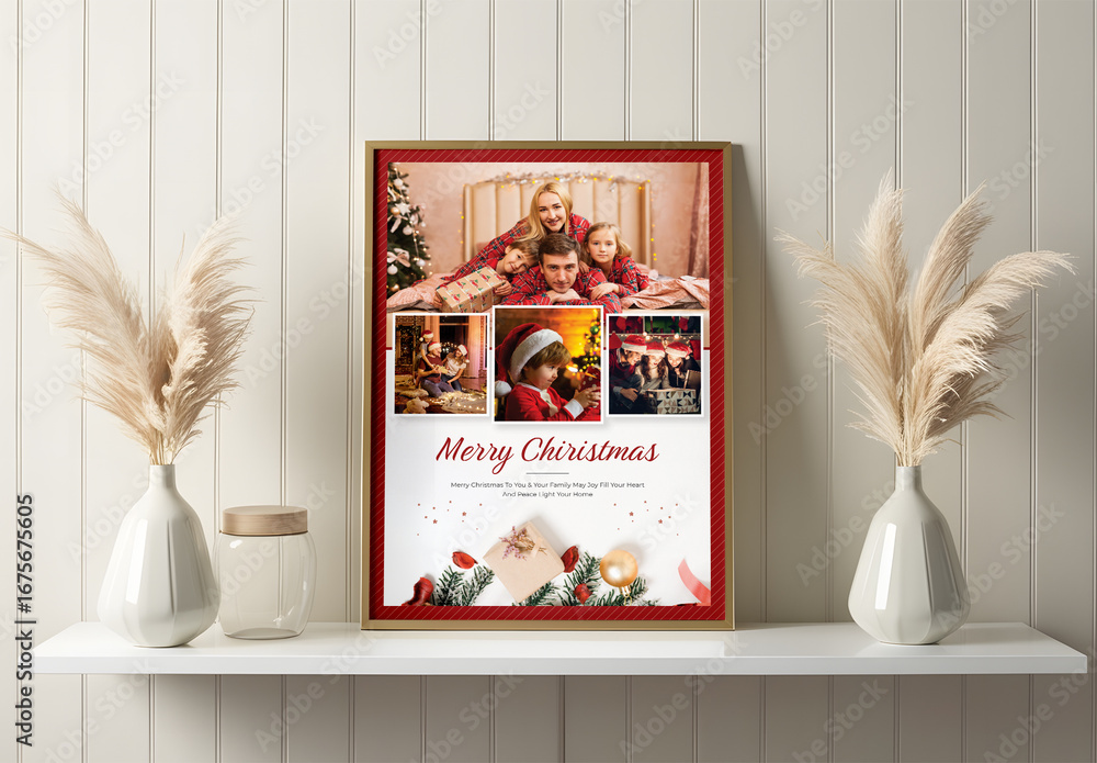 Editable Family Christmas Photo Collage Card Template Stock Template ...
