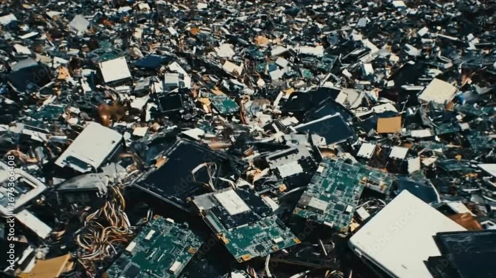 Close-up of a scratched white recycling logo on a worn bin, tilting ...
