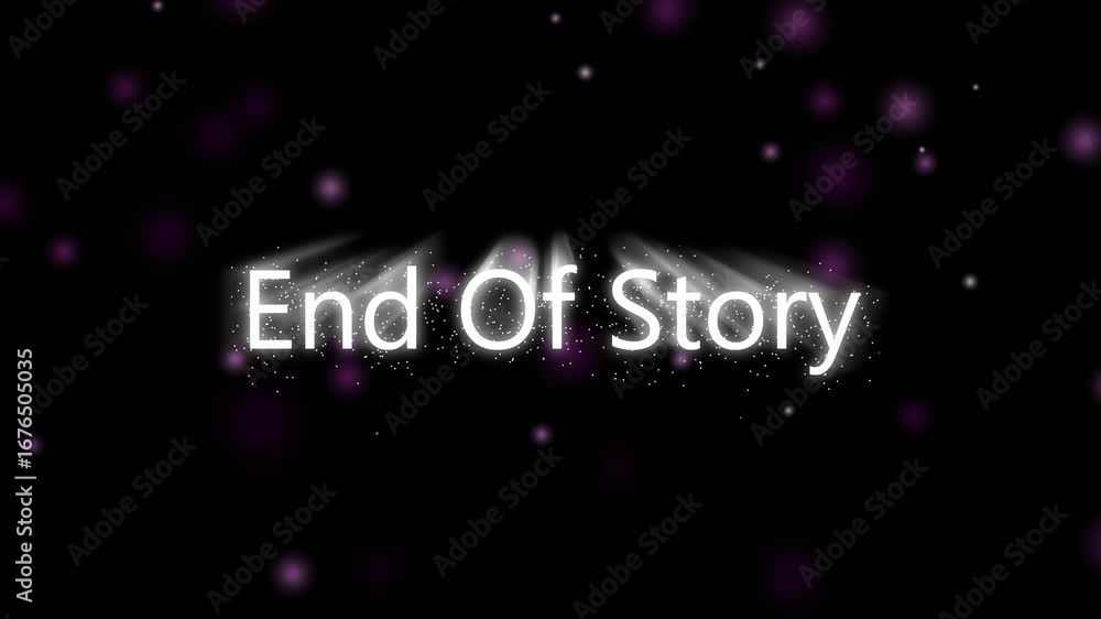 Animated end of story title cinematic transition black background fade ...