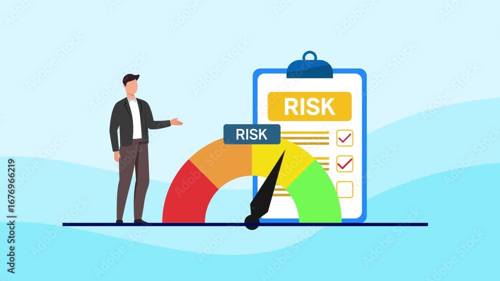 Risk Management concept. Full length animation illustration. High ...