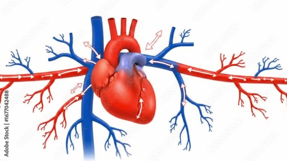 A clean animated diagram showing the heart pumping blood through ...