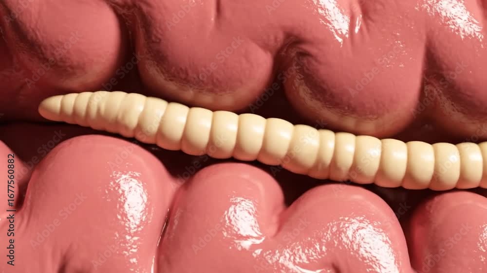 Intestinal Parasite: Model of Worm in Digestive Tract Stock Video ...