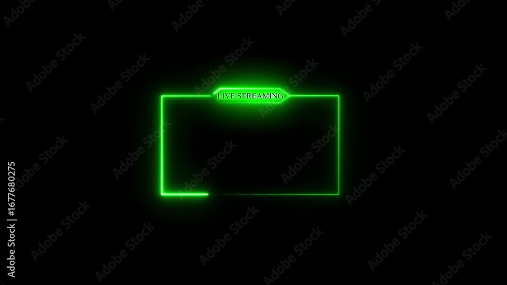 Glowing neon live streaming neon text frame animation .box frame neon ...