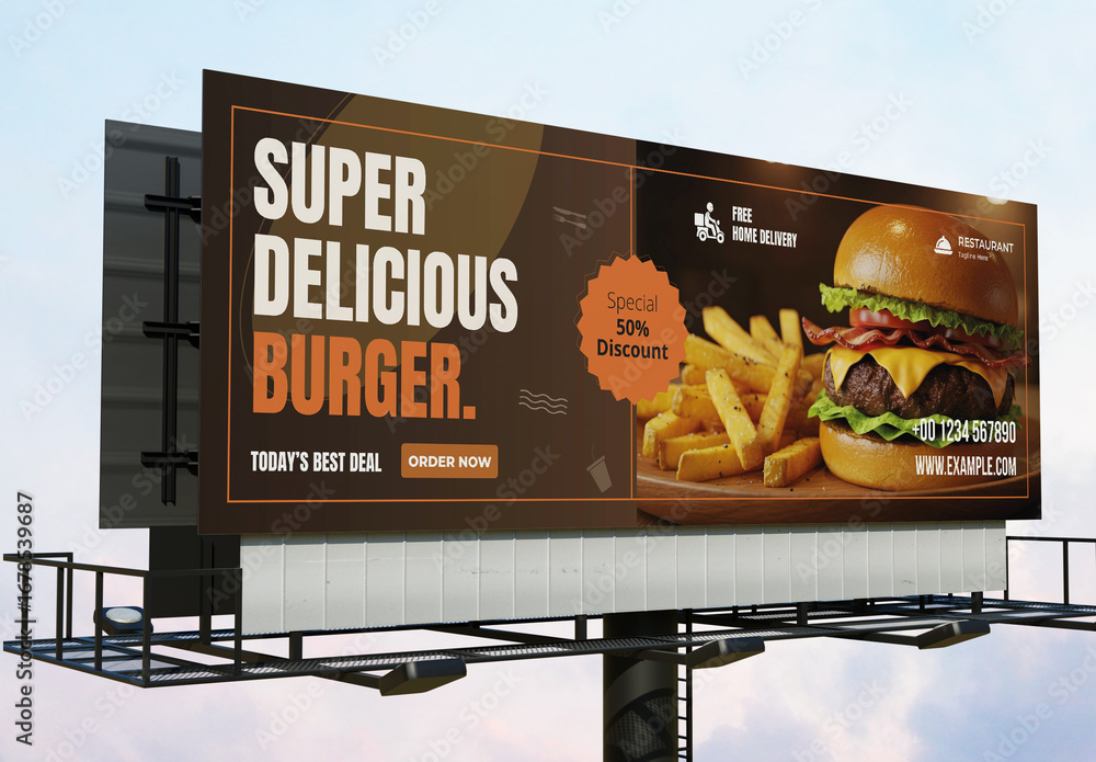 Restaurant Burger Fast Food Food Bilboard Design Template Stock ...
