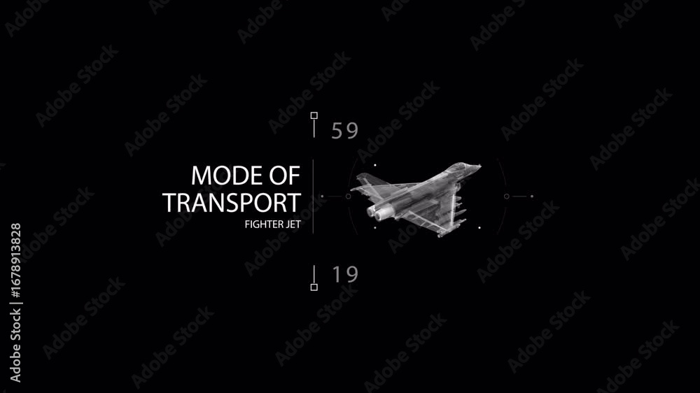 Futuristic HUD Interface Analyzing a Fighter Jet in a Dynamic Wireframe ...