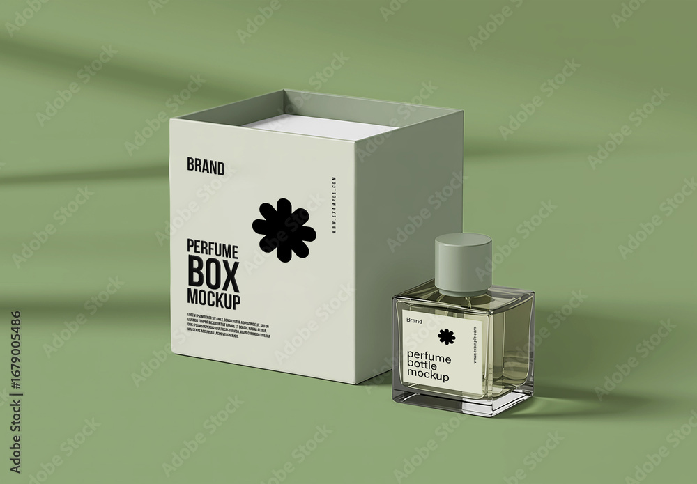 Minimal Perfume Box and Bottle Label Mockup Stock Template | Adobe Stock